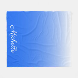 Personalized gradient ombre electric blue fleece blanket | Zazzle
