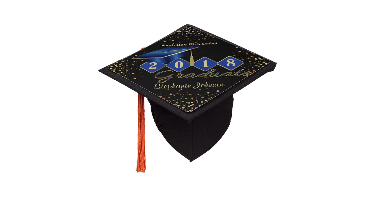 Personalized Graduate Blue & Gold Graduation Cap Topper | Zazzle