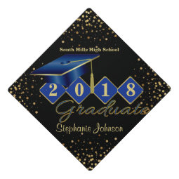 Personalized Graduate Blue & Gold Graduation Cap Topper | Zazzle