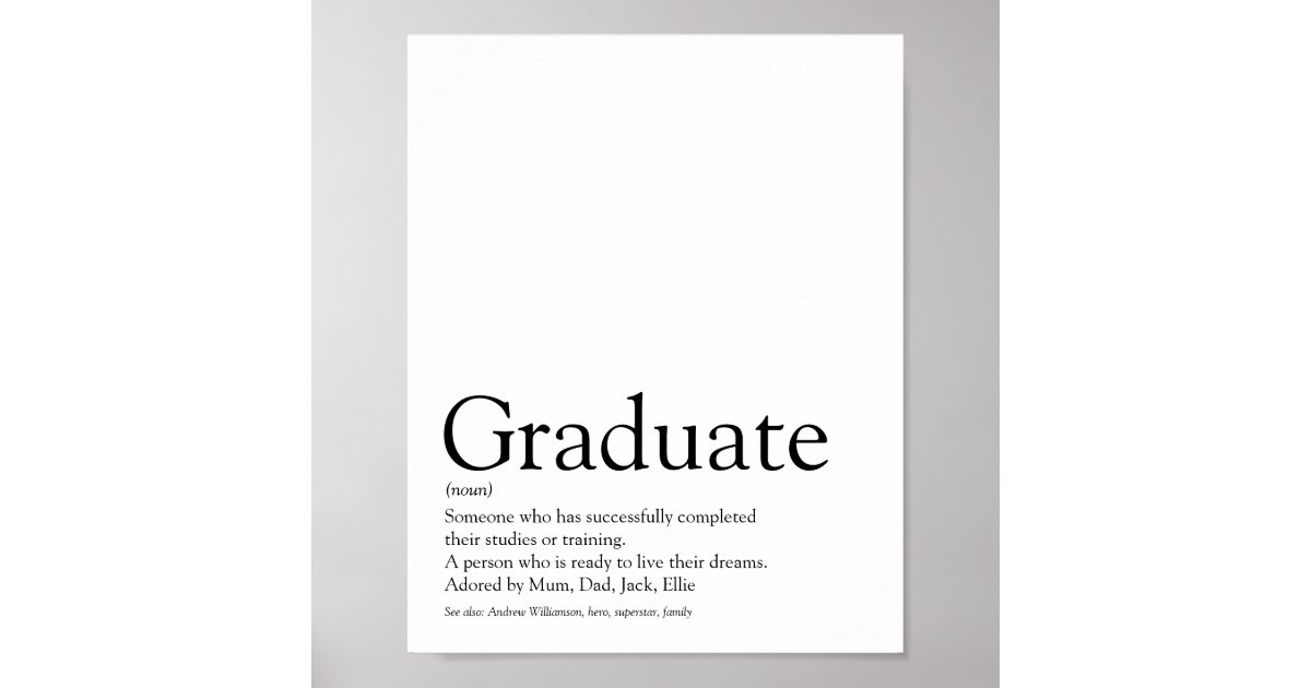 Personalized Graduate Definition Modern Poster | Zazzle