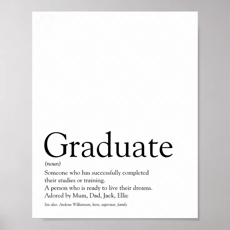 Personalized Graduate Definition Modern Poster | Zazzle