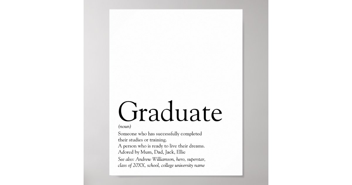 Personalized Graduate Definition Modern Poster | Zazzle