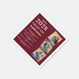 Personalized Graduate Fun Facts 3 Photo Graduation Napkins | Zazzle
