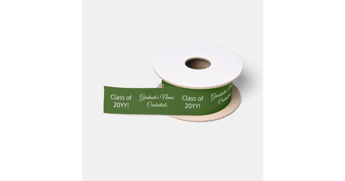 Personalized Graduate's Name Degree Class Green Satin Ribbon | Zazzle