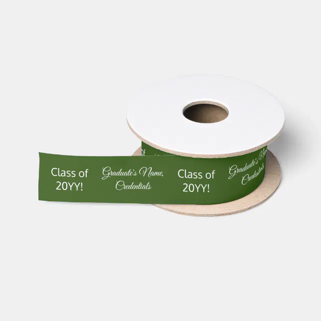 Personalized Graduate's Name Degree Class Green Satin Ribbon | Zazzle