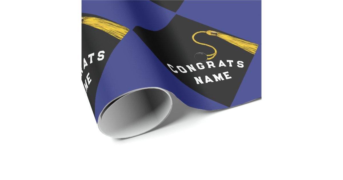 Personalized Graduation Blue Wrapping Paper | Zazzle