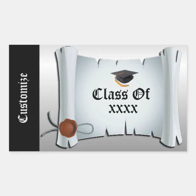 Personalized Graduation Class Event Silver Sticker | Zazzle