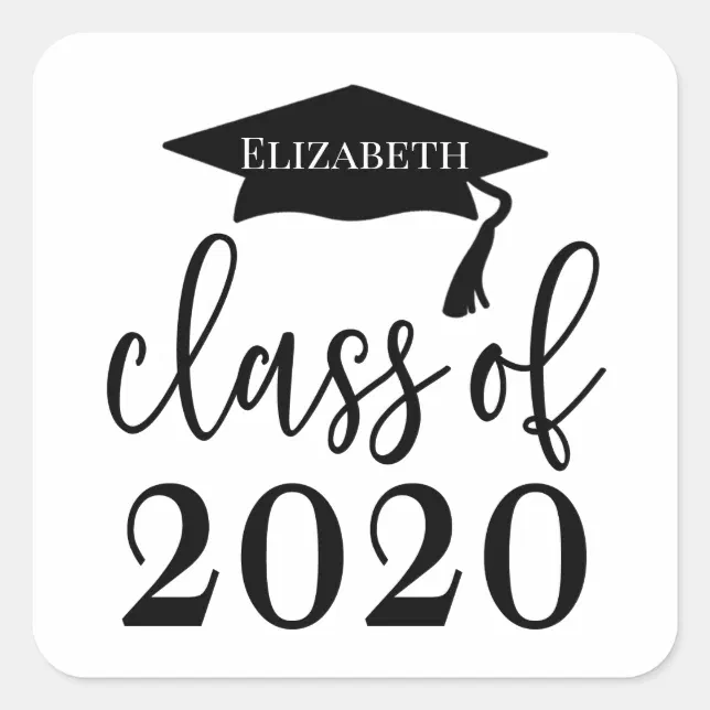 Personalized Graduation Class of 2020 Square Sticker | Zazzle