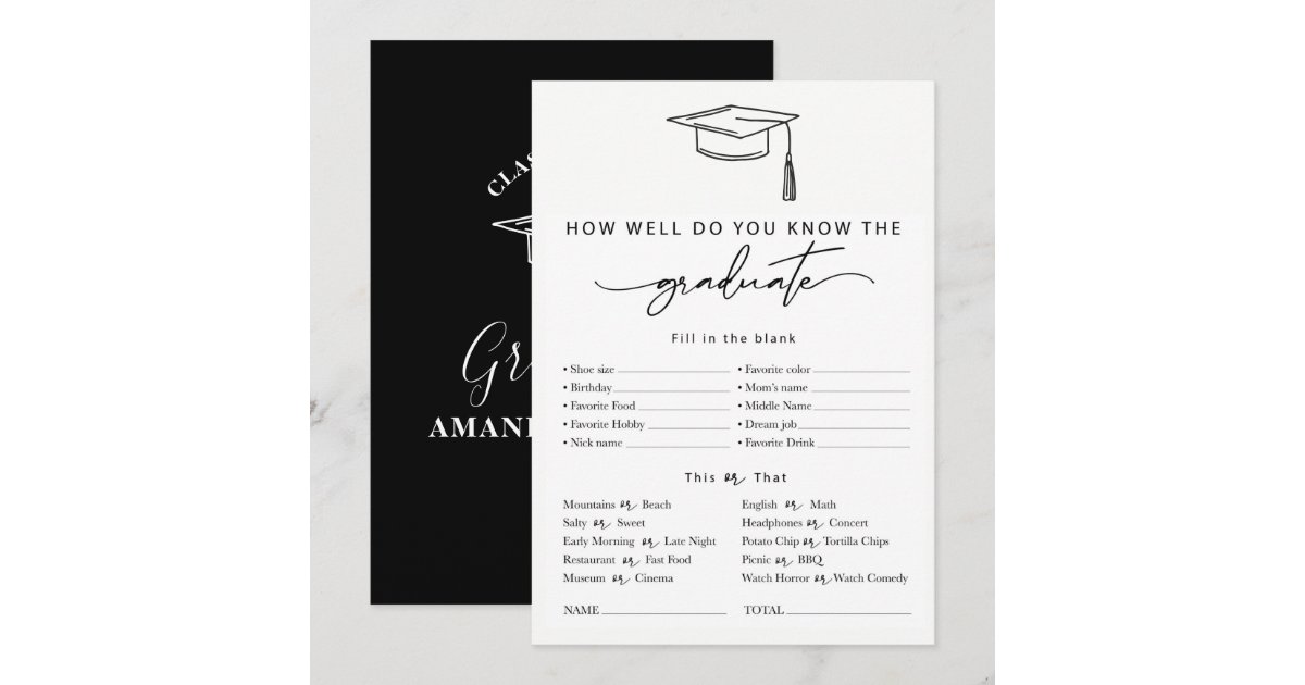 Personalized Graduation Game quiz Invitation | Zazzle