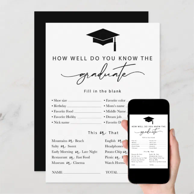 Personalized Graduation Game quiz Invitation | Zazzle