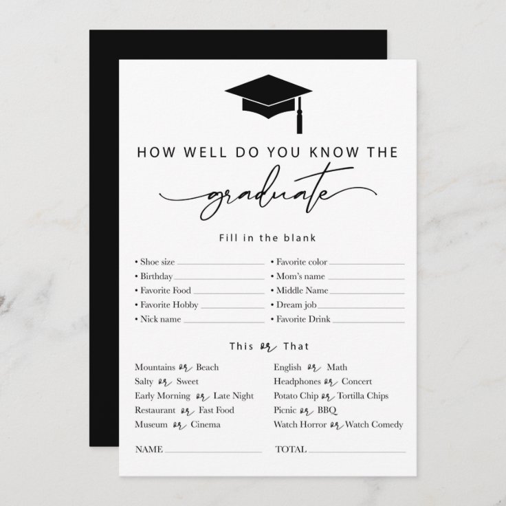 Personalized Graduation Game quiz Invitation | Zazzle