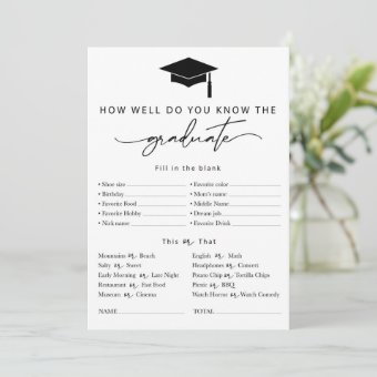 Personalized Graduation Game quiz Invitation | Zazzle
