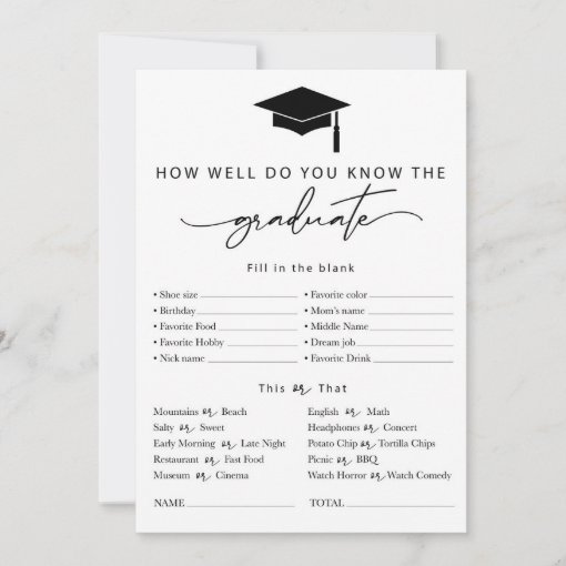 Personalized Graduation Game quiz Invitation | Zazzle