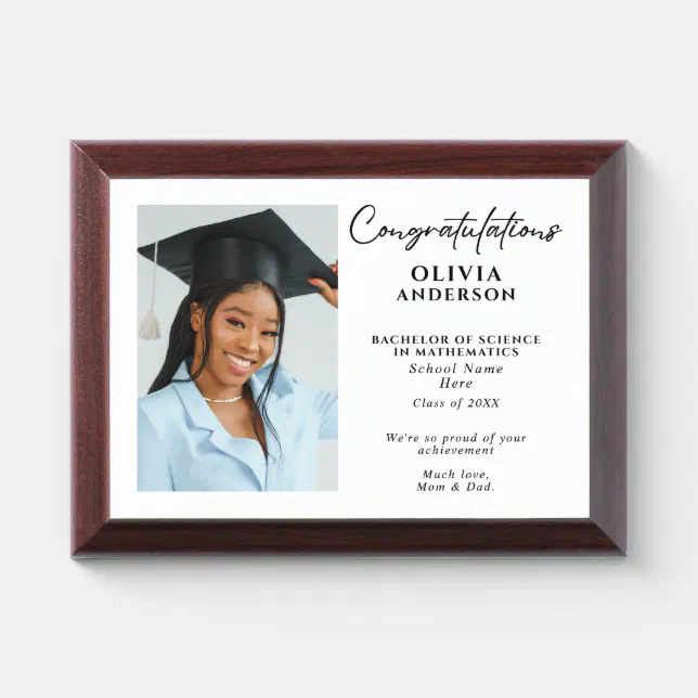 Personalized Graduation Gift Custom Message Photo Award Plaque | Zazzle