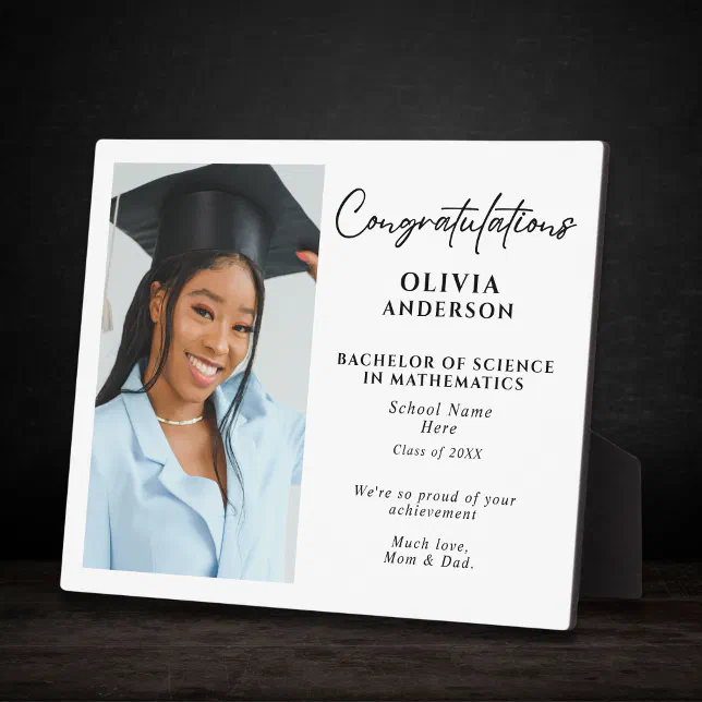 Personalized Graduation Gift Custom Message Photo Plaque | Zazzle