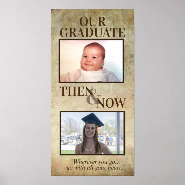 Personalized Graduation Gifts, Then and Now Photo Poster | Zazzle