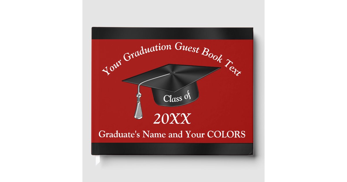 Personalized Graduation Guest Book in Your Colors | Zazzle