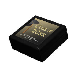 Personalized Graduation Keepsake Box, Black/Gold Jewelry Box | Zazzle