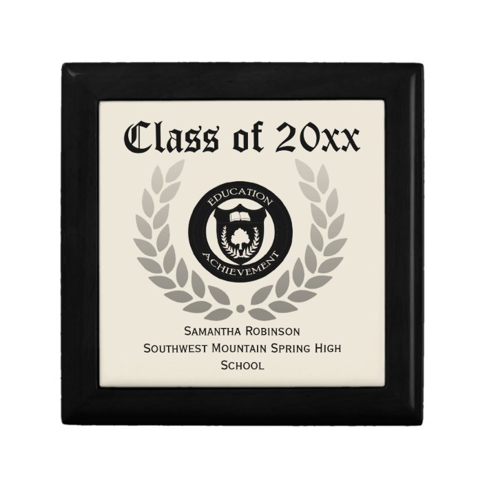 Personalized Graduation Keepsake Box, Cream/Black Jewelry Box | Zazzle.com
