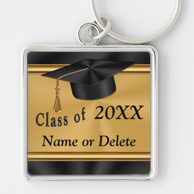 Personalized Graduation Keychain Gold and Black | Zazzle