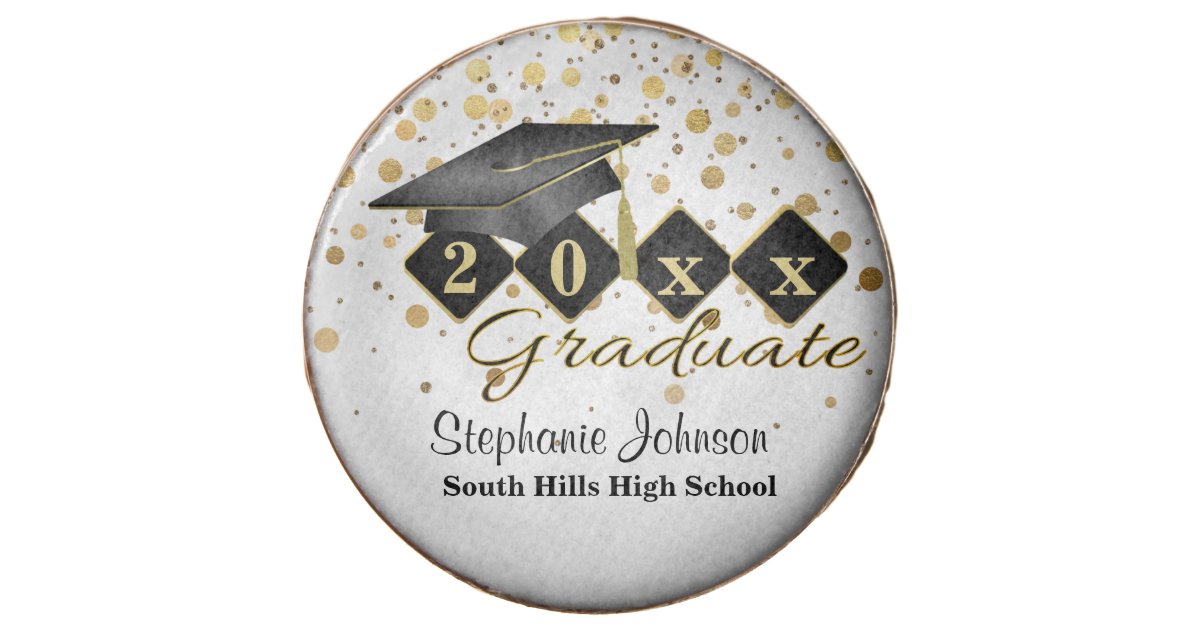 Personalized Graduation Party Black & Gold Chocolate Covered Oreo | Zazzle