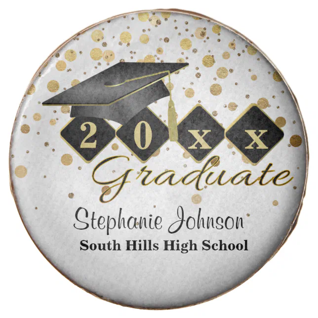 Personalized Graduation Party Black & Gold Chocolate Covered Oreo | Zazzle
