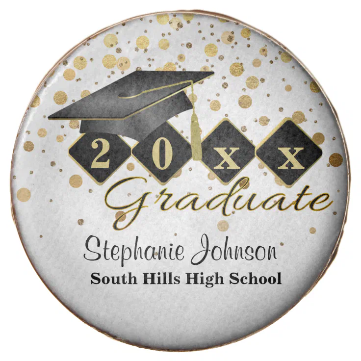Personalized Graduation Party Black & Gold Chocolate Covered Oreo | Zazzle