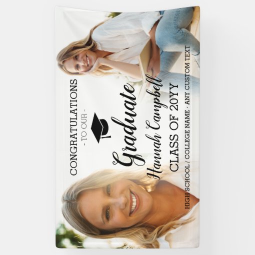 Personalized Graduation Photo Collage Script Banner | Zazzle