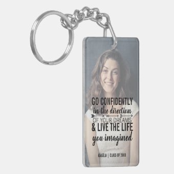 Personalized Graduation Photo Quote Keychain | Zazzle