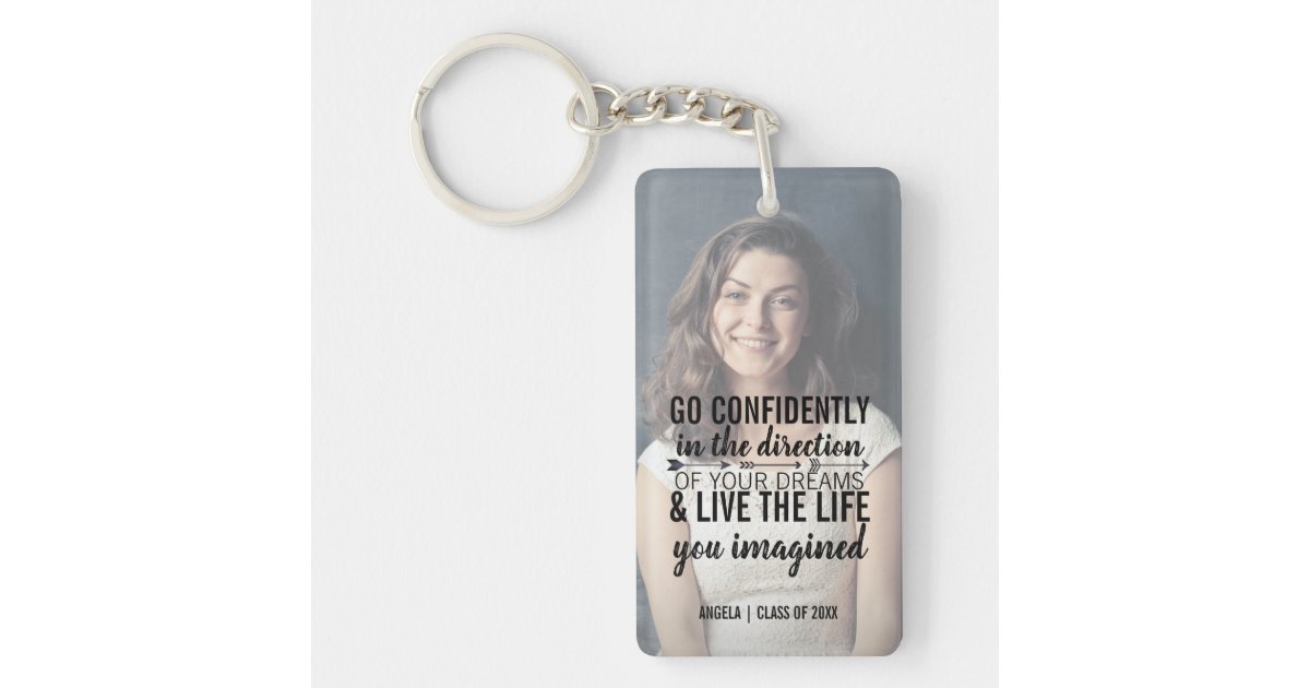 Personalized Graduation Photo Quote Keychain | Zazzle