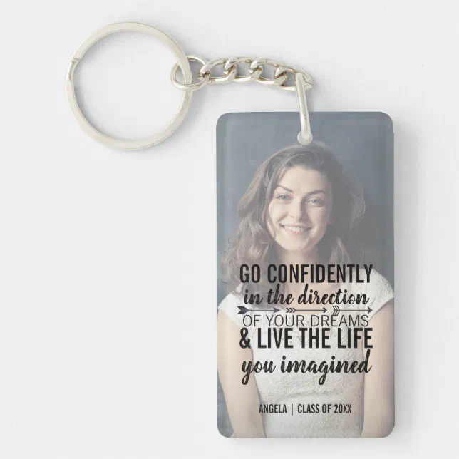 Personalized Graduation Photo Quote Keychain | Zazzle