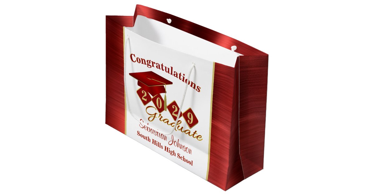 Personalized Graduation Red & Gold Large Gift Bag | Zazzle