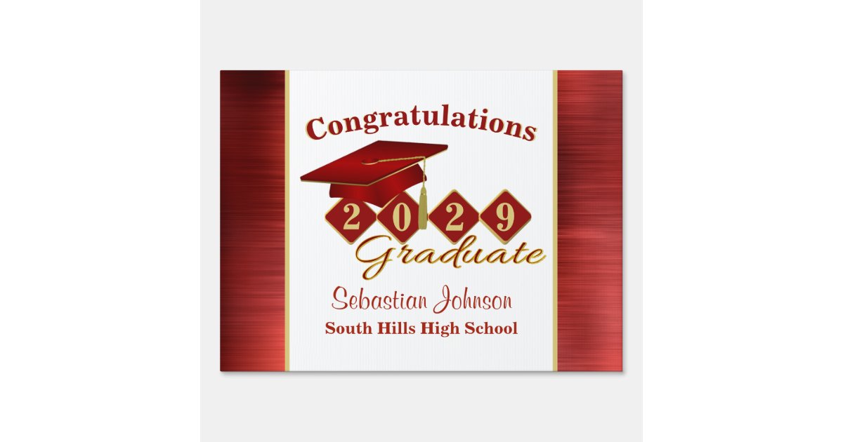 Personalized Graduation Red & Gold Sign | Zazzle