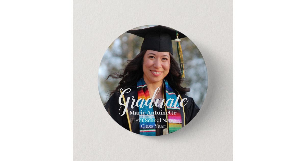Personalized Graduation Simple Photo Button | Zazzle