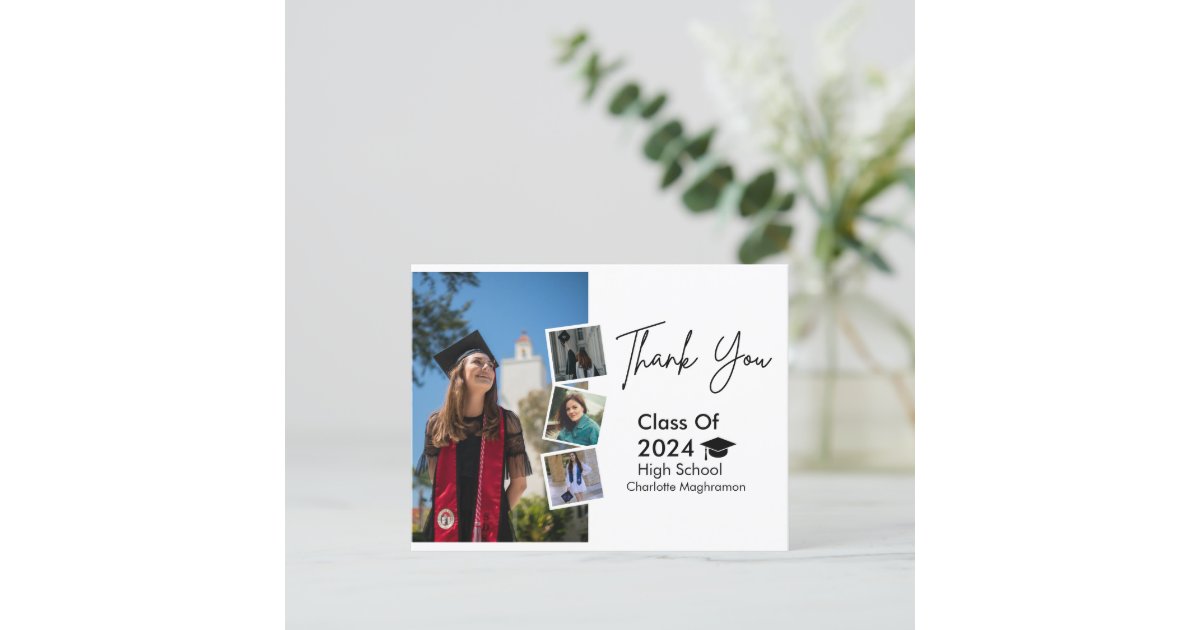 Personalized Graduation Thank you Simple Postcard | Zazzle