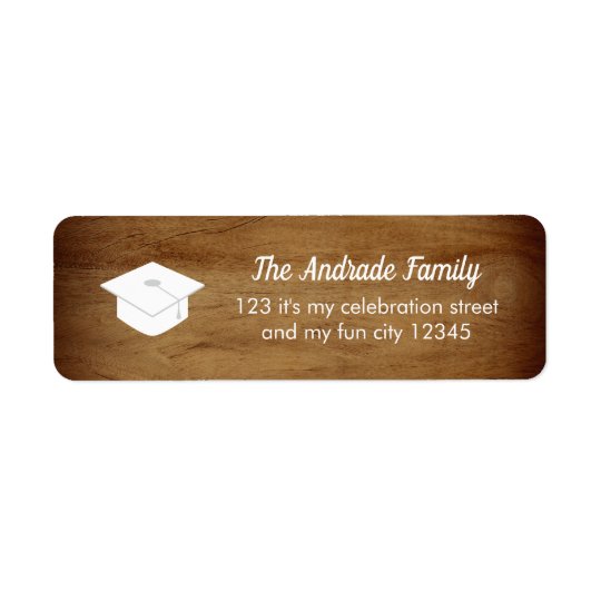 Personalized Graduation Themed Cap Rustic Wood Label | Zazzle.com