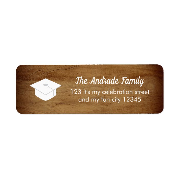 Personalized Graduation Themed Cap Rustic Wood Label | Zazzle.com