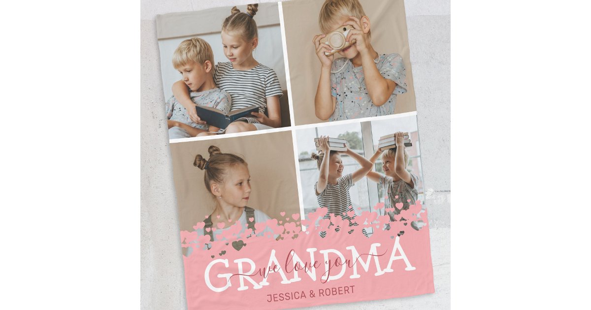 Personalized Grandma Photo Collage Fleece Blanket | Zazzle