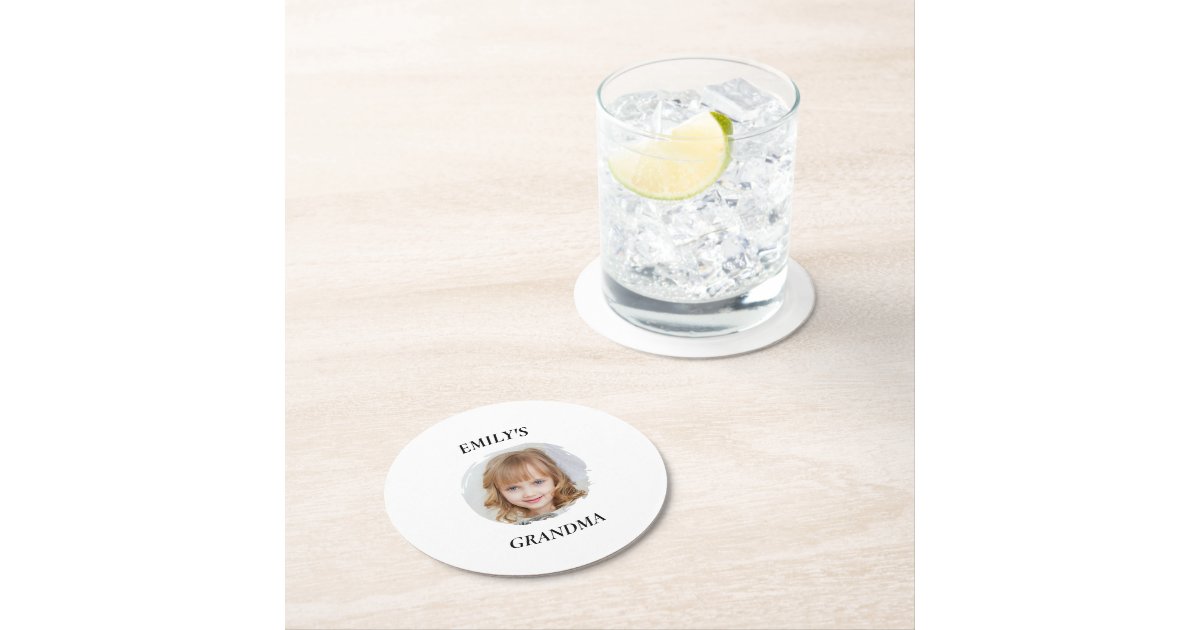 Personalized Grandma Photo Paper Coaster | Zazzle