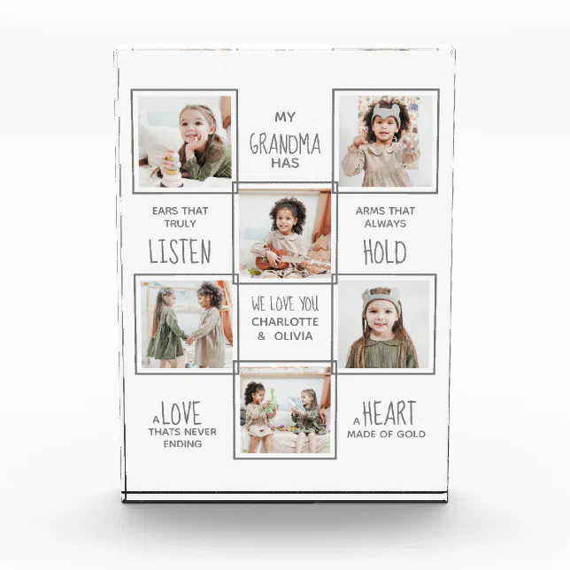 Personalized Grandma Picture Collage Grandmother Photo Block | Zazzle
