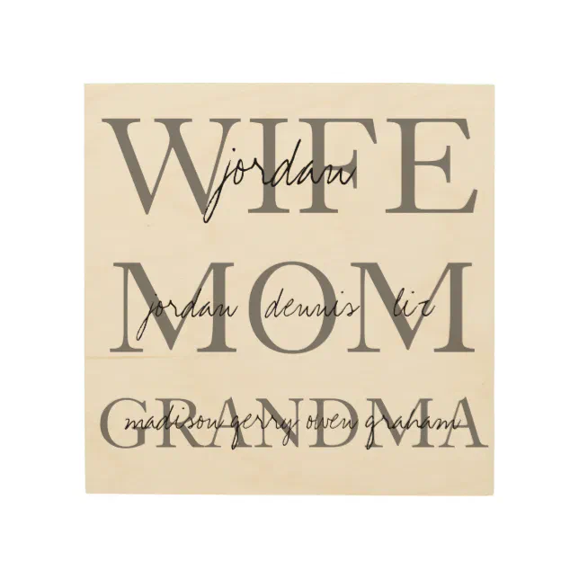Personalized Grandma, Wife, Mother Sign | Zazzle