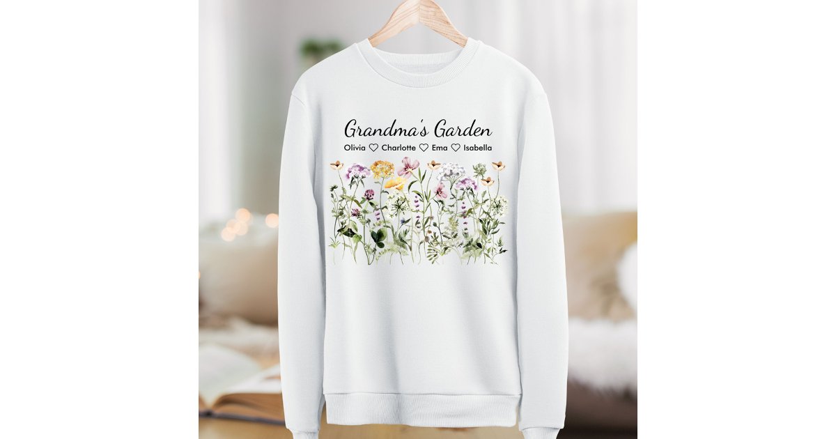 Personalized Grandparent's Day Wildflower Garden Sweatshirt | Zazzle