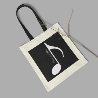 personalized graphic musical note tote bag | Zazzle
