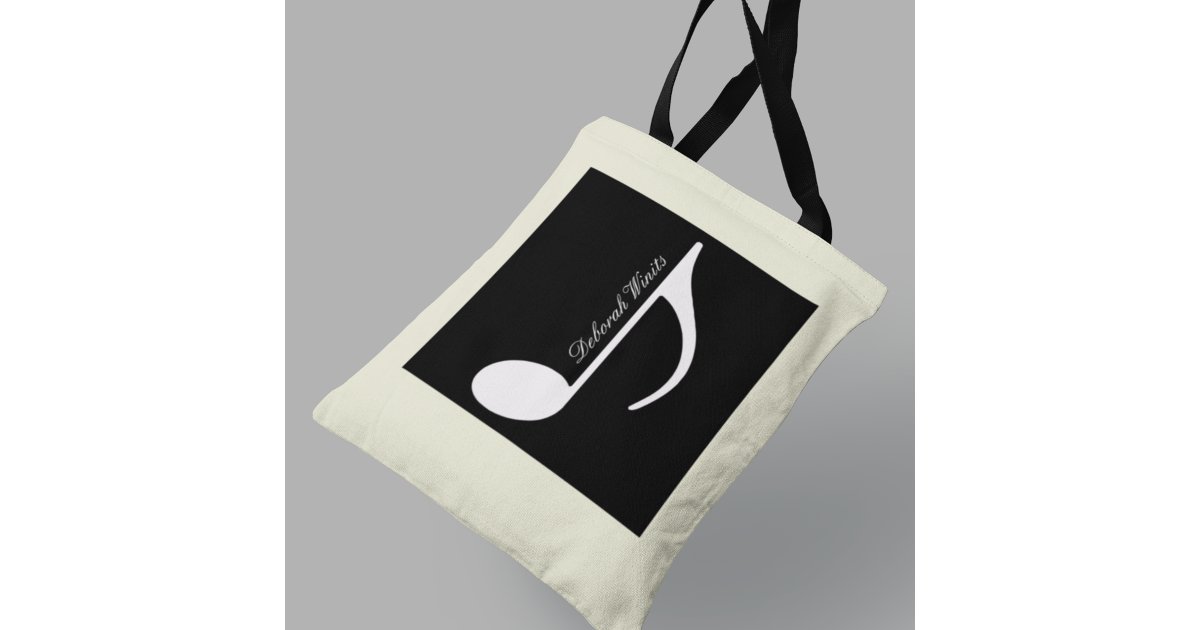 Personalized graphic musical note tote bag | Zazzle