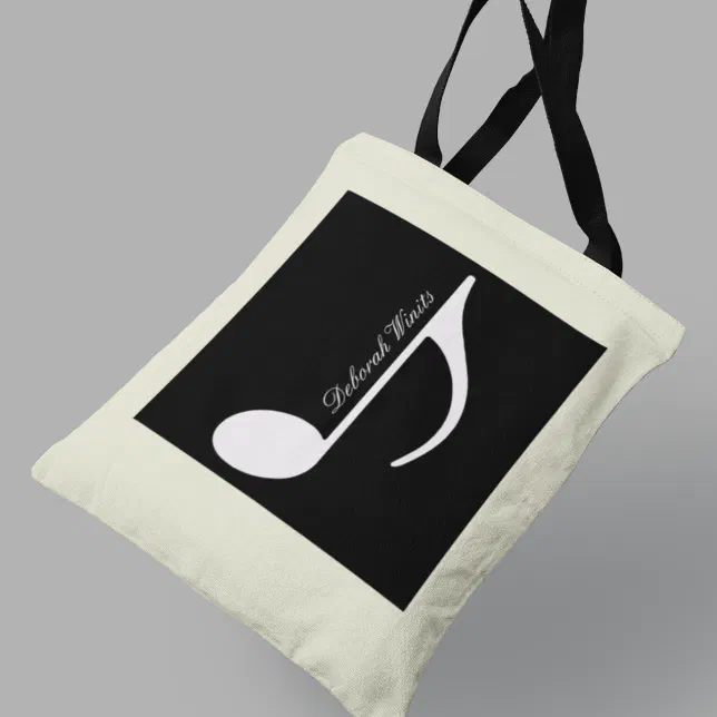 Personalized graphic musical note tote bag | Zazzle