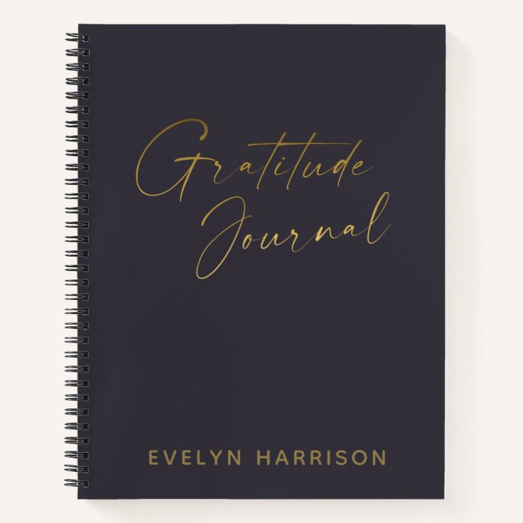 Personalized Gratitude Journal in Indigo Blue Gold | Zazzle
