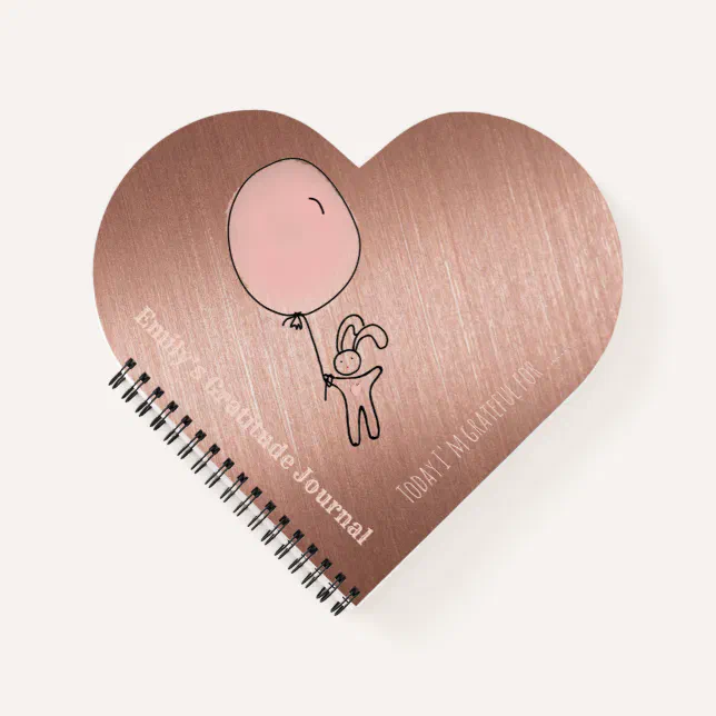 Personalized Gratitude Journal Rose Gold Heart | Zazzle