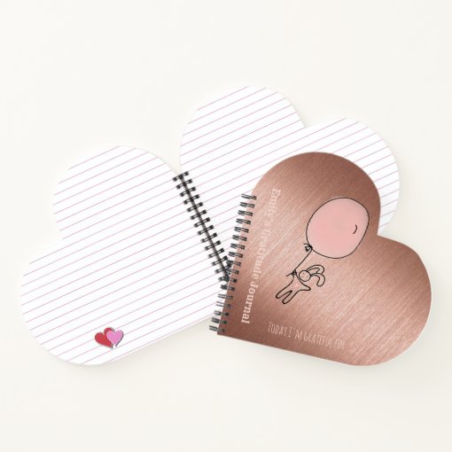 Personalized Gratitude Journal Rose Gold Heart | Zazzle