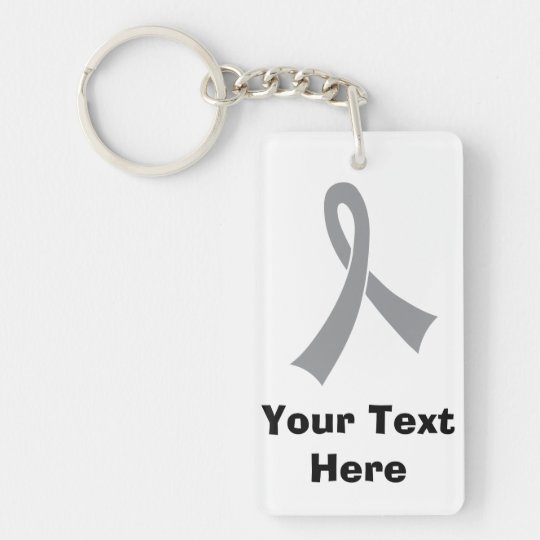 Personalized Gray Awareness Ribbon Keychain | Zazzle.com