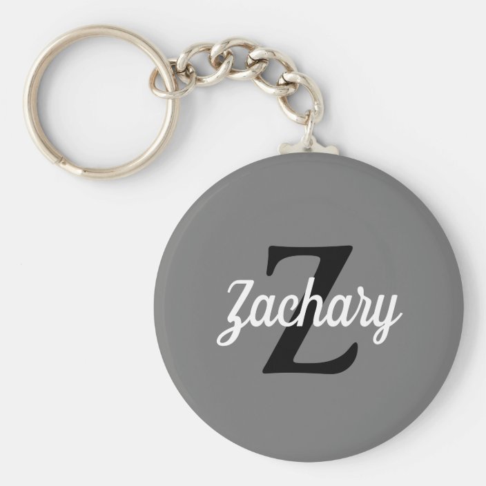 Personalized Gray Black White Retro Monogram Keychain | Zazzle.com